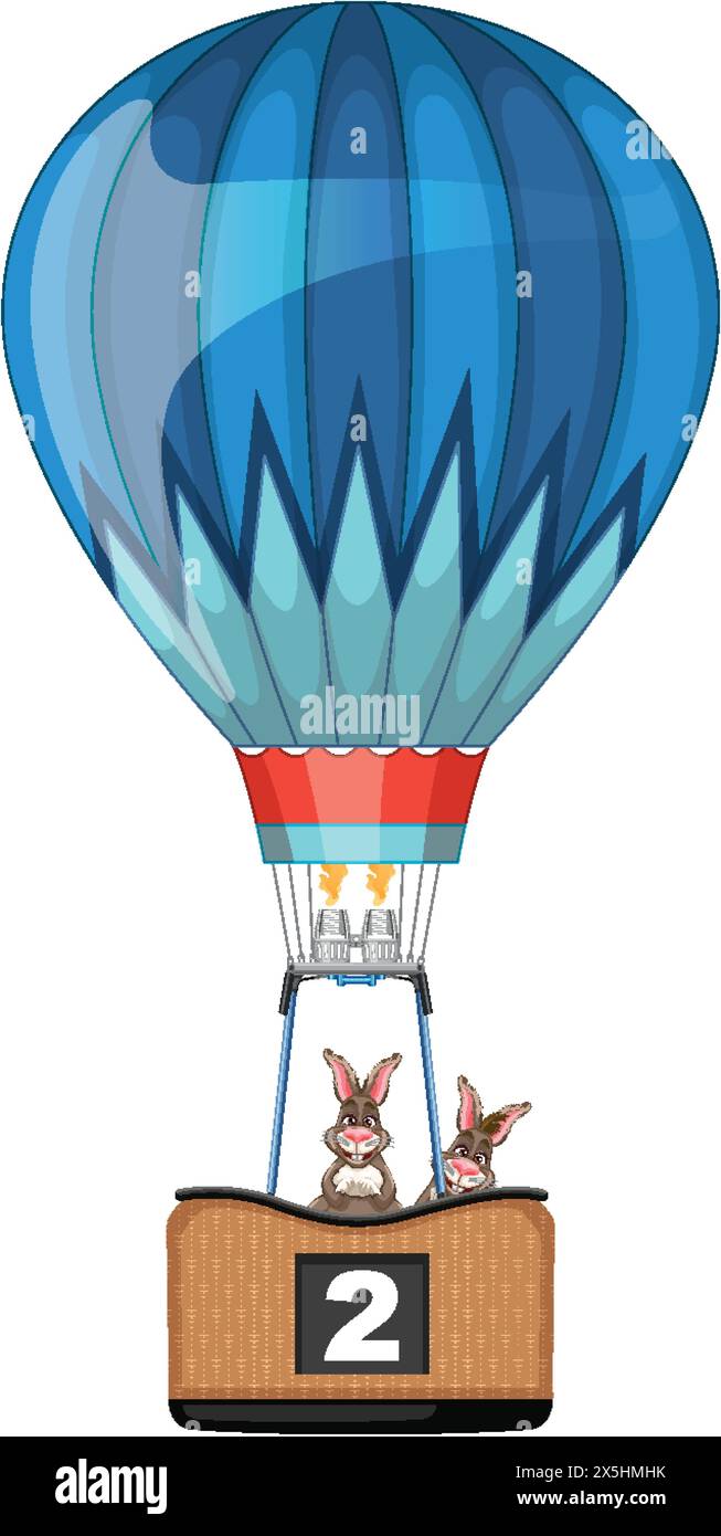 Two rabbits in a hot air balloon, number 2 Stock Vector Image & Art - Alamy
