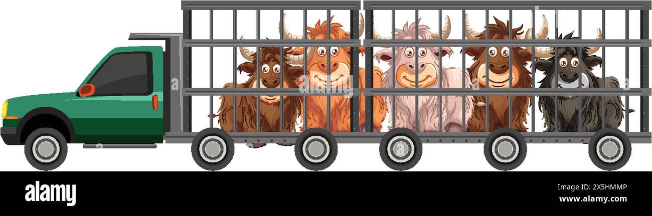 Various animals transported in a caged truck Stock Vector Image & Art ...