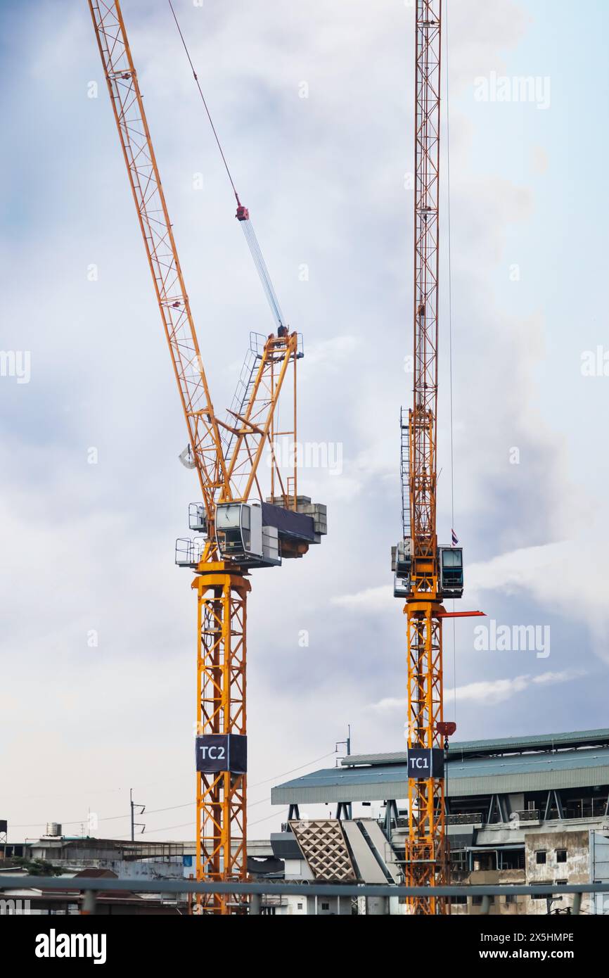 A towering crane stands as the sentinel of progress. Its massive steel ...
