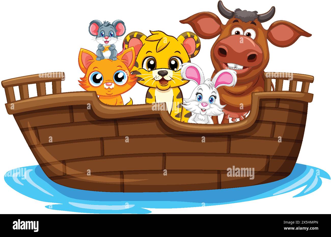 Cartoon animals happily sailing in a boat together Stock Vector Image ...