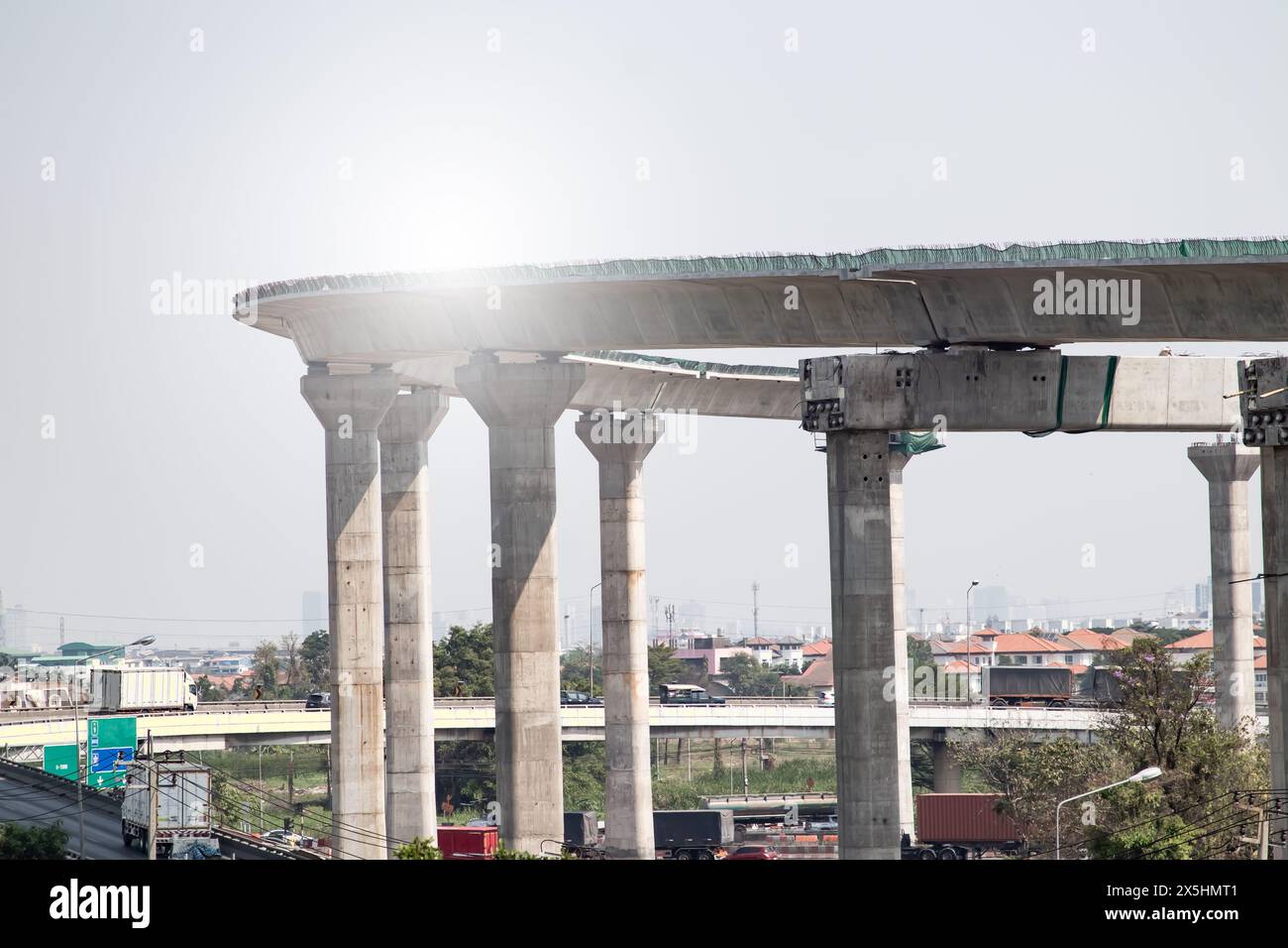 Creative the transportation building the highway road, bridge, and ...