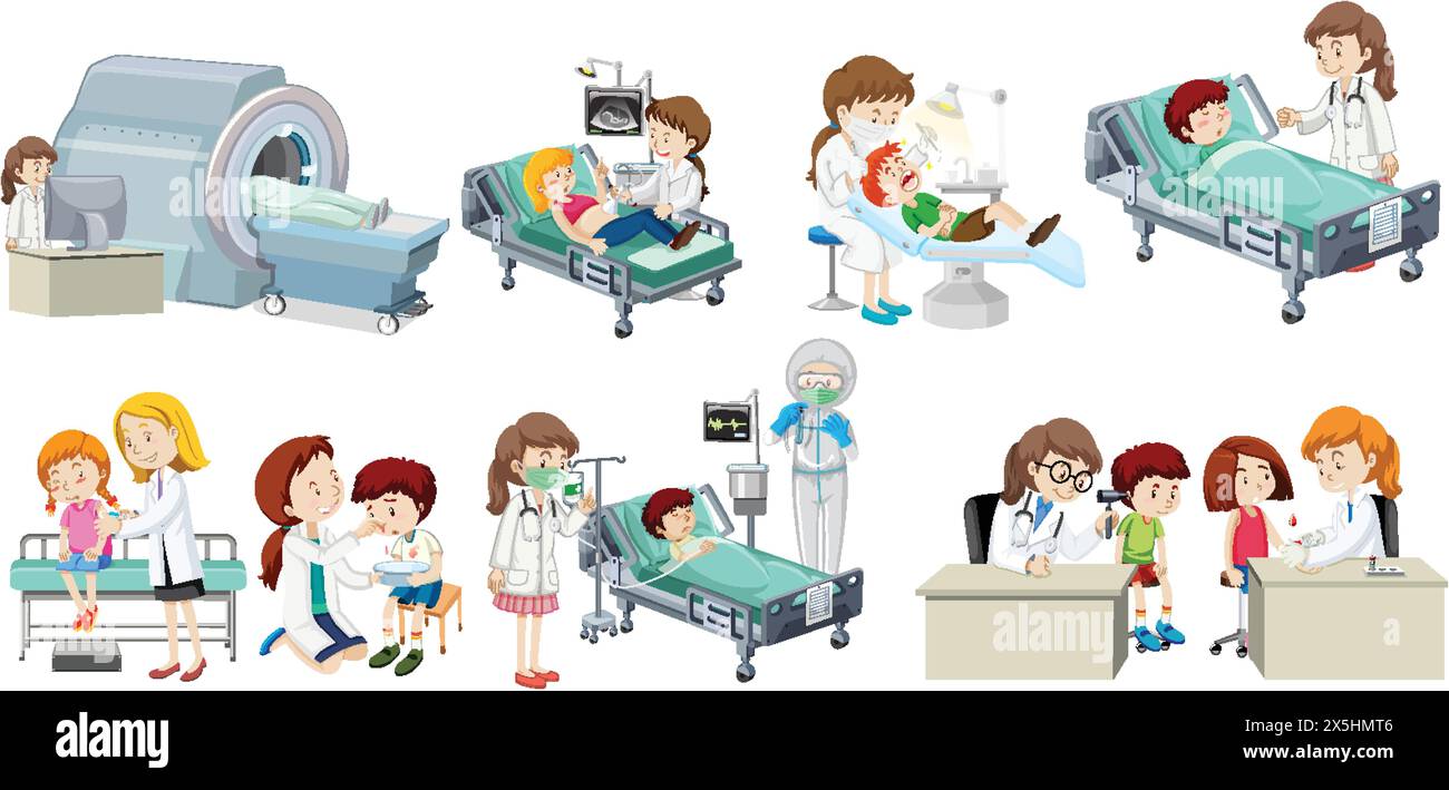 Vector illustrations of various medical scenarios Stock Vector Image ...
