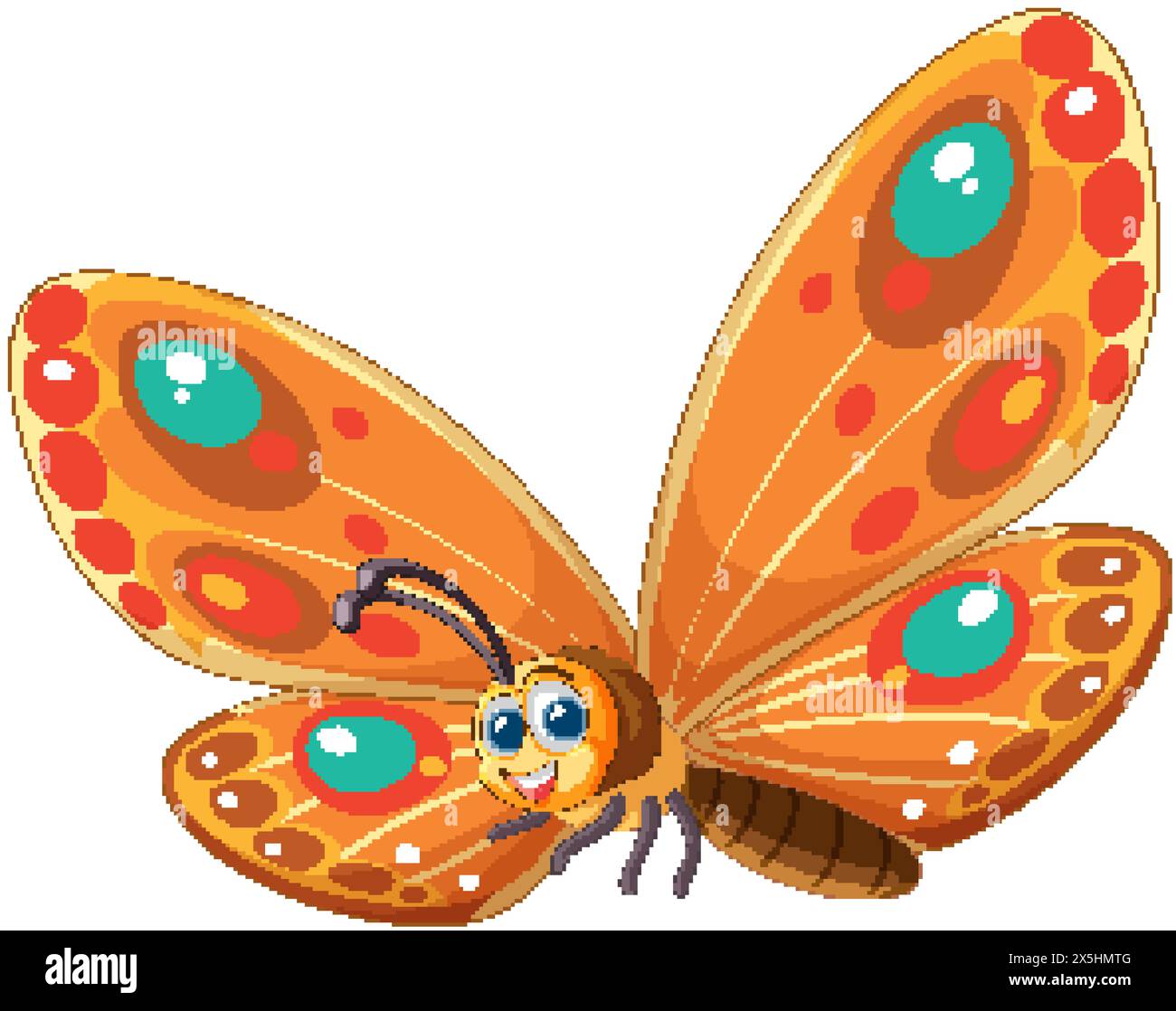 Butterfly red wings blue spots Stock Vector Images - Alamy