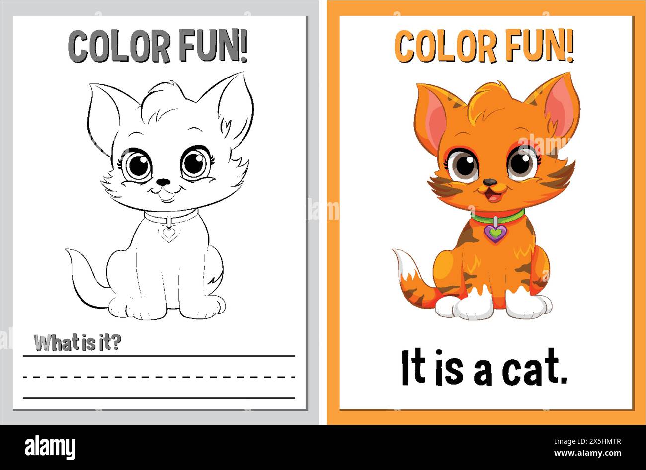 Coloring and learning activity with cute cat Stock Vector Image & Art ...