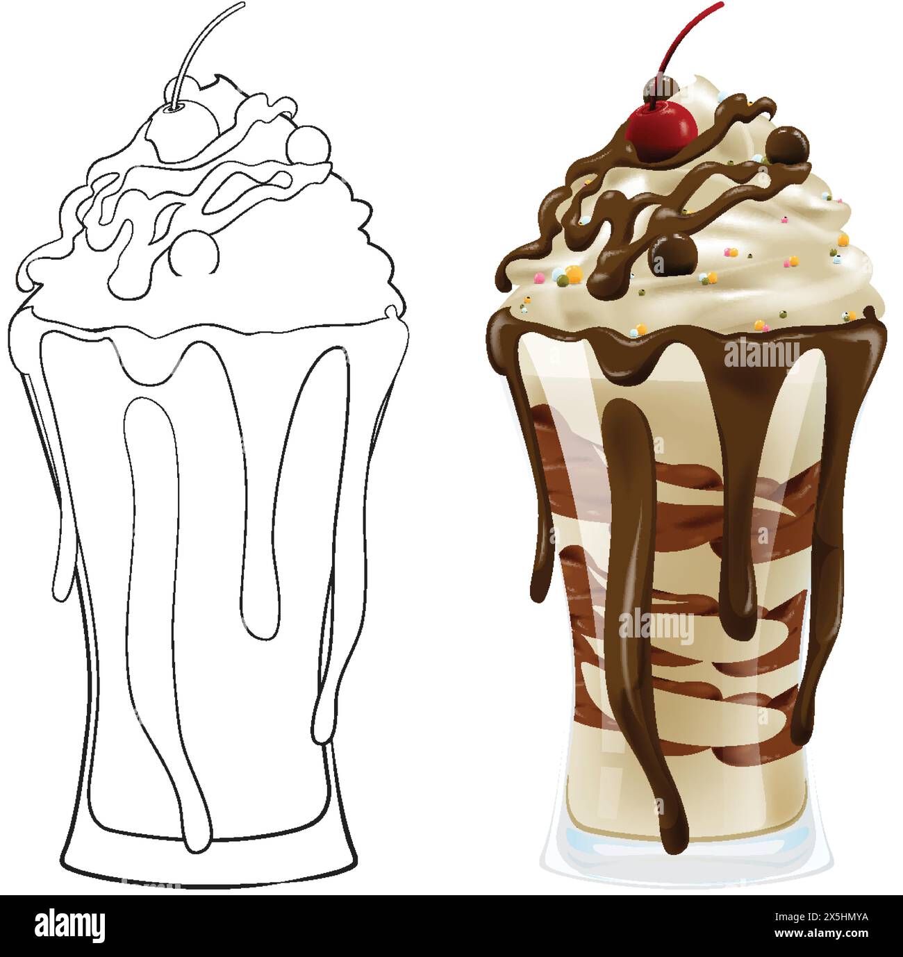 Vector illustration of a chocolate sundae with cherry Stock Vector ...