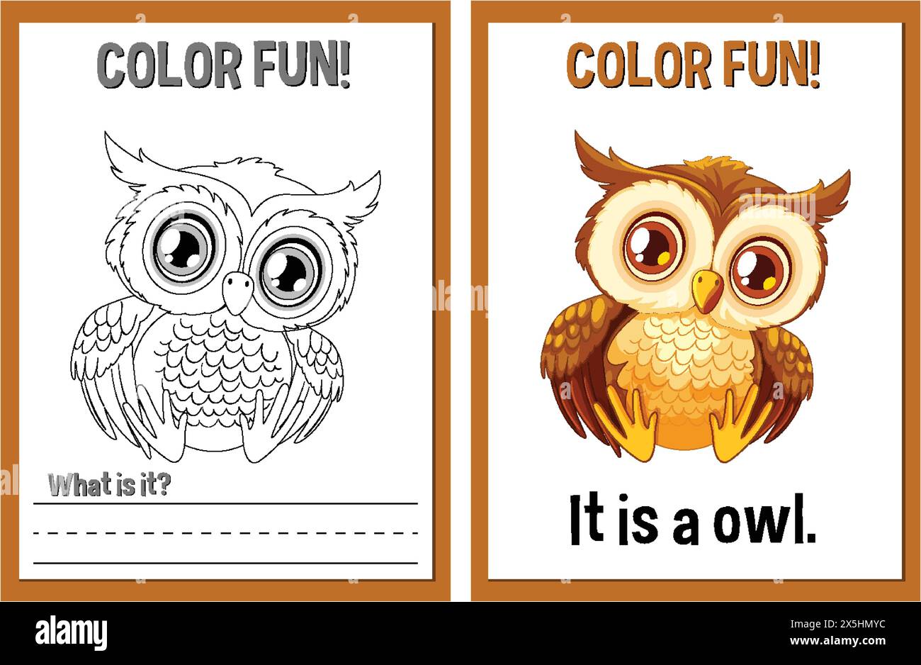 Coloring and educational activity with cute owl Stock Vector Image ...