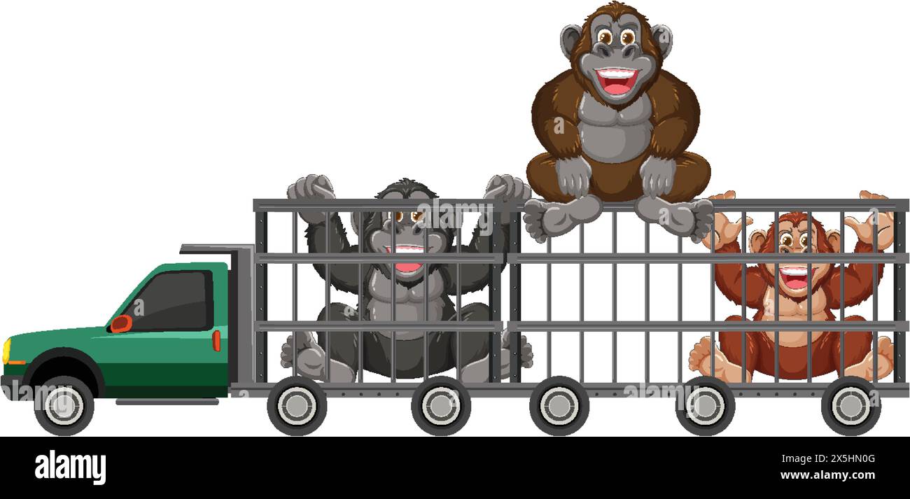Vector illustration of animals in a transportation truck Stock Vector ...