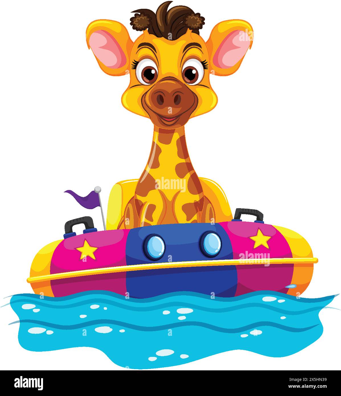 Cartoon giraffe enjoying a ride on a watercraft Stock Vector Image ...