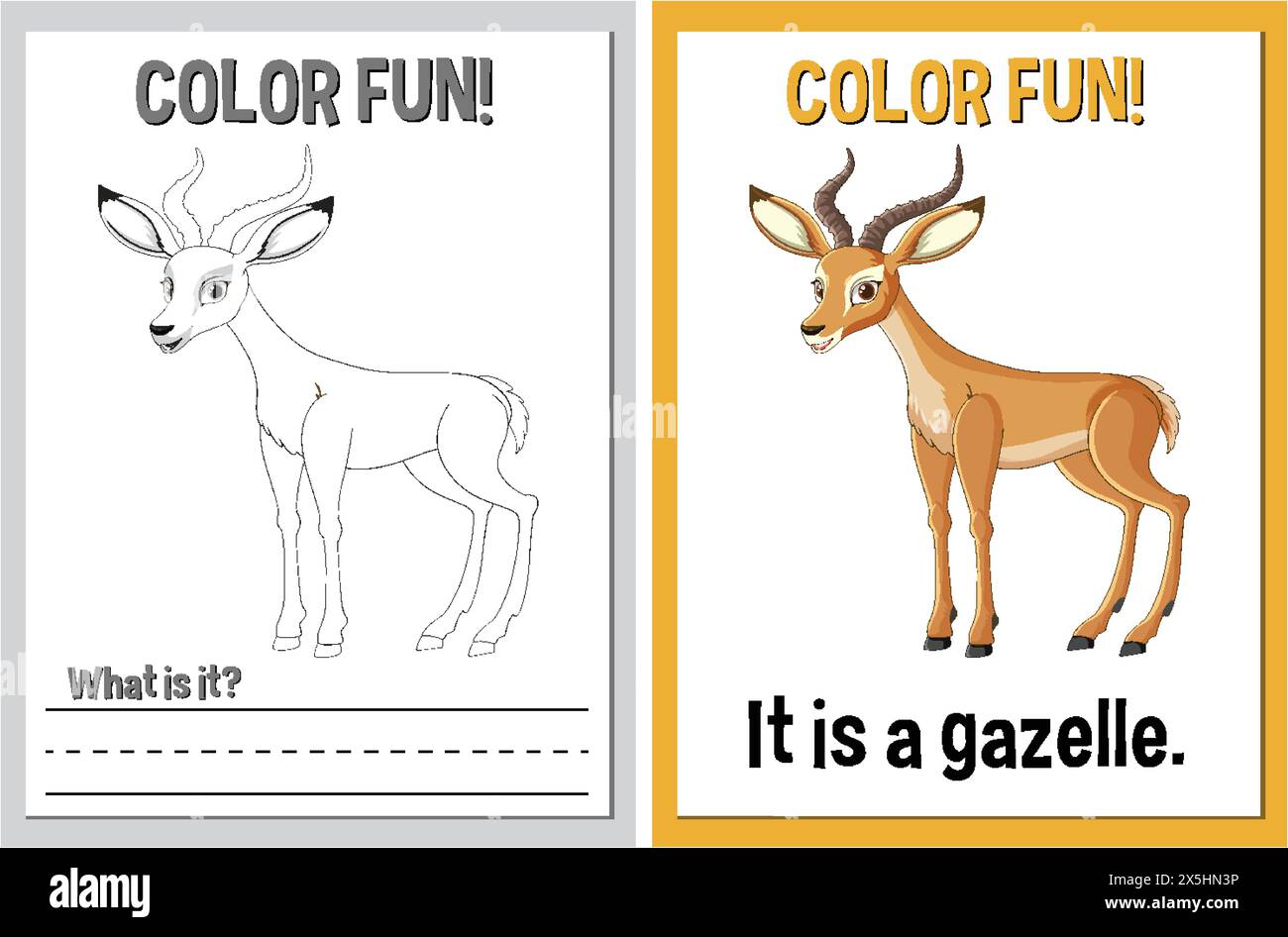 Coloring and learning activity with a gazelle Stock Vector Image & Art ...