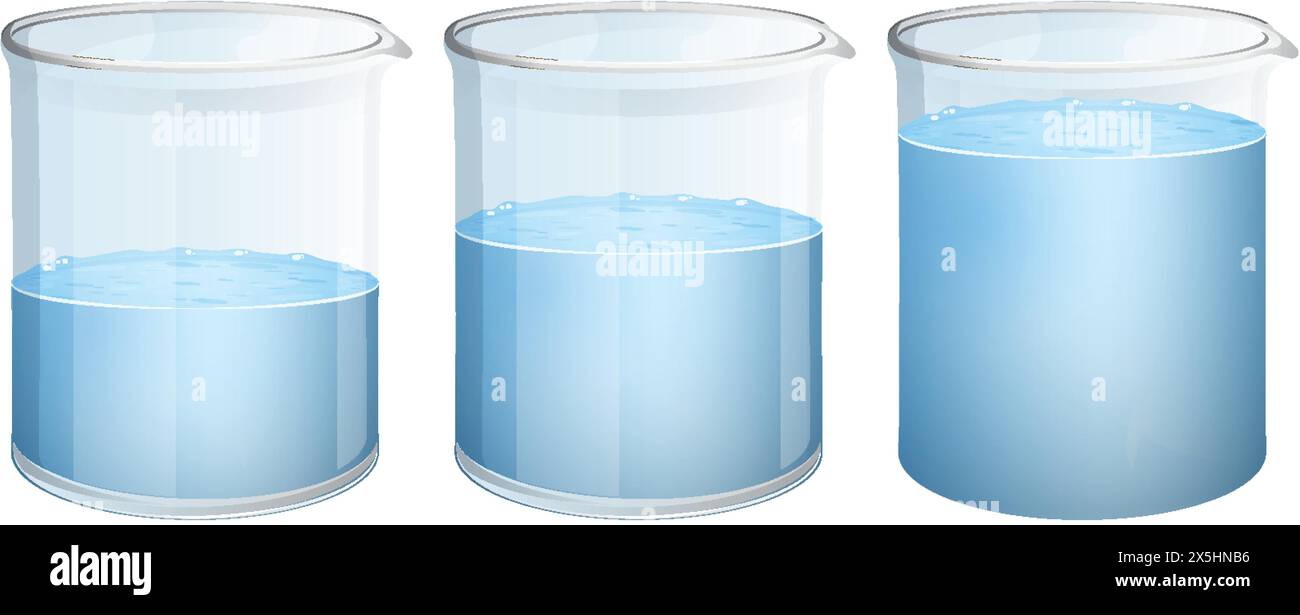 Three beakers showing increasing water levels Stock Vector Image & Art ...