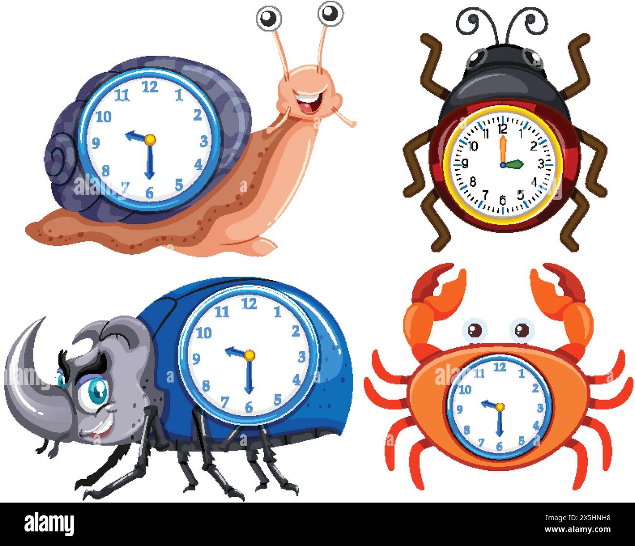 Colorful animals combined with various clocks Stock Vector Image & Art ...