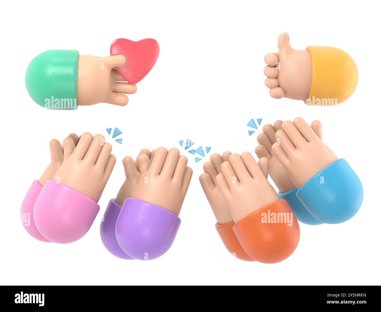Cartoon Gesture Icon Mockup.Set of people hands clapping, giving likes. Applause, ovation ...