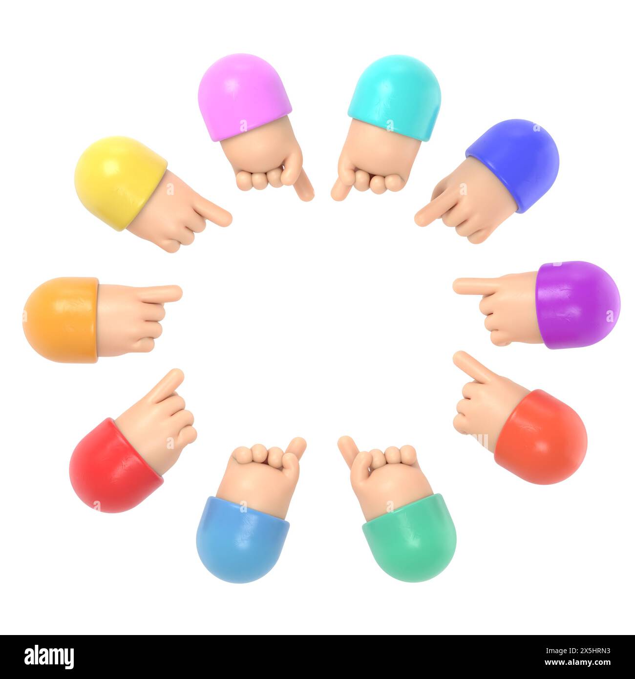 Cartoon Gesture Icon Mockup.Fingers pointing at empty place. Stock flat ...