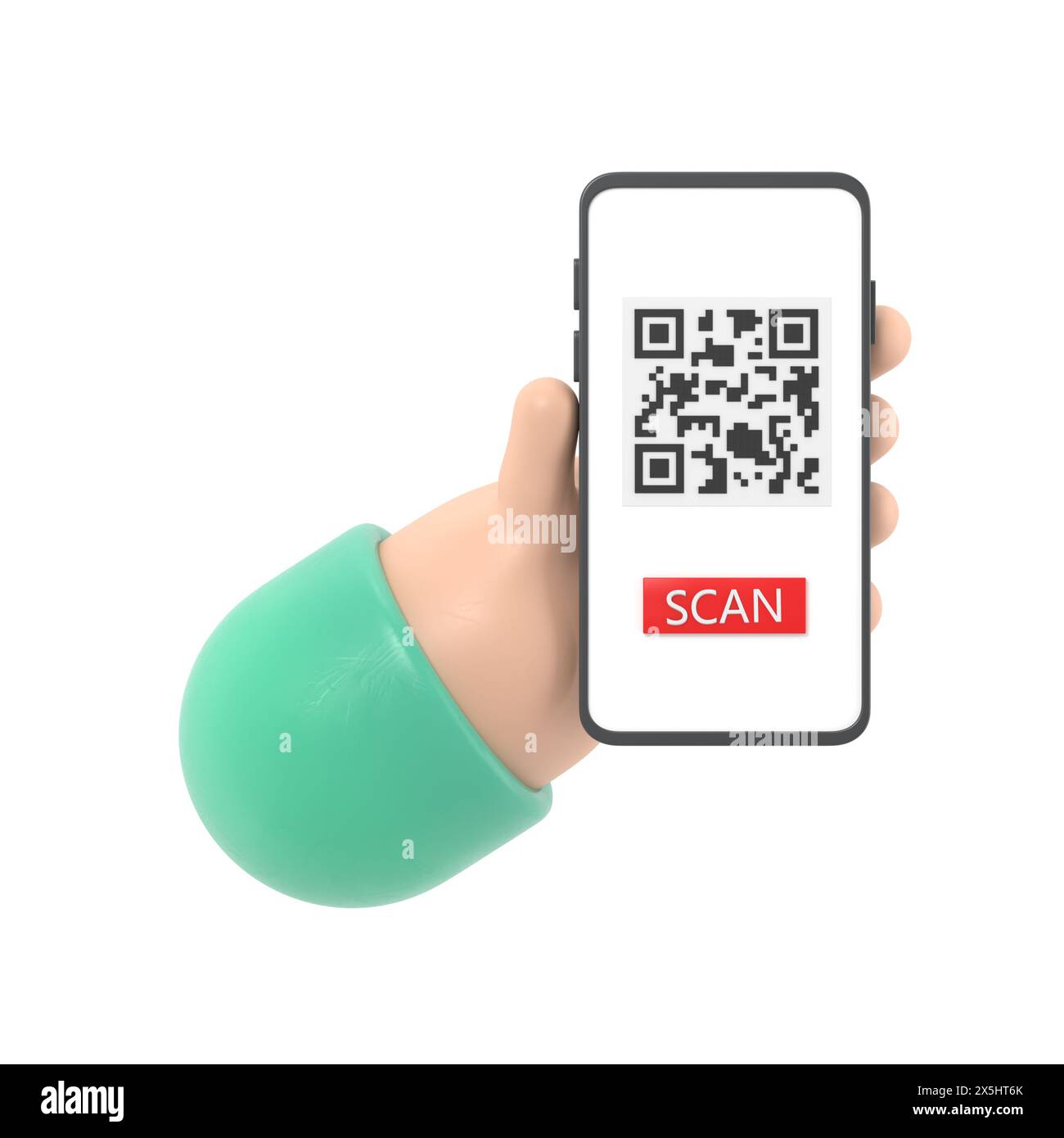 3d cartoon render female hand holds smartphone and use mobile app ...