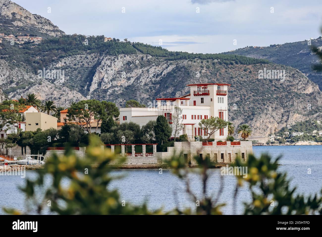 View of the famous Greek-style villa Kerylos, built in the early 20th ...