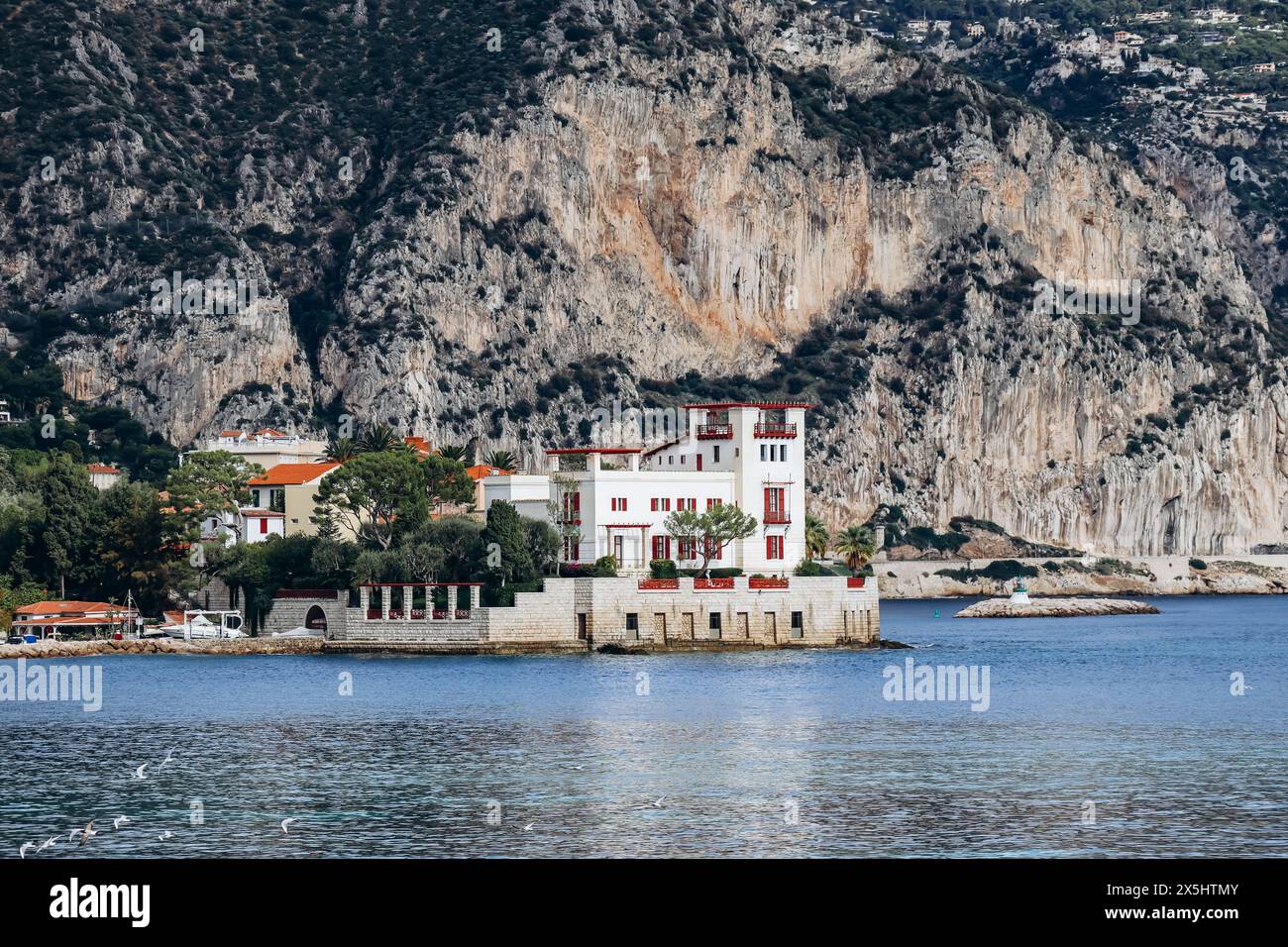 View of the famous Greek-style villa Kerylos, built in the early 20th ...