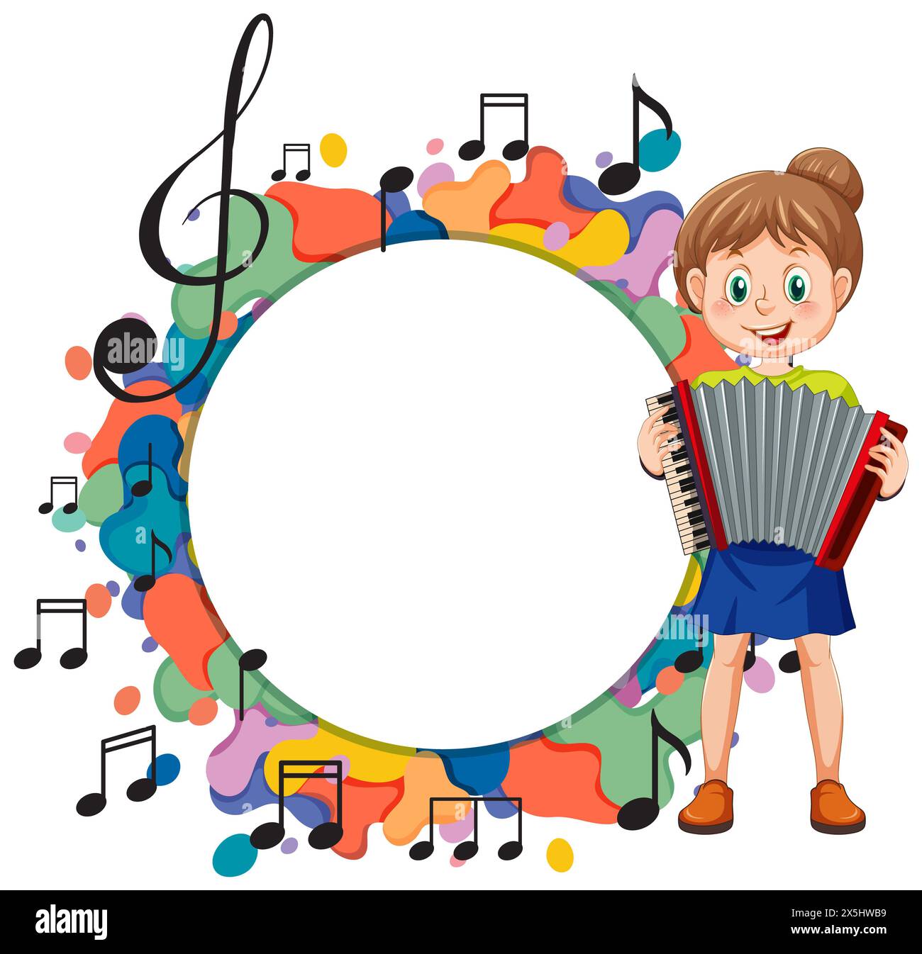 Colorful illustration of children playing musical instruments Stock ...