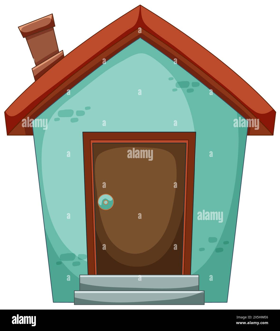 Simple cartoon-style house with a chimney Stock Photo - Alamy