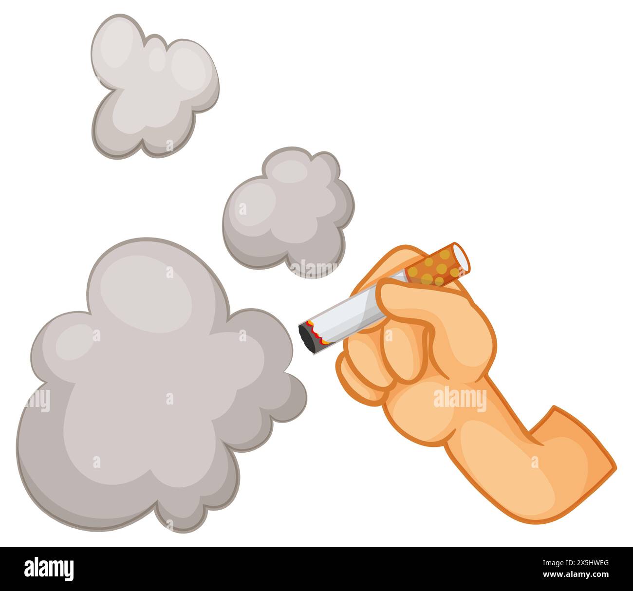 Vector illustration of a hand holding a cigarette Stock Photo - Alamy