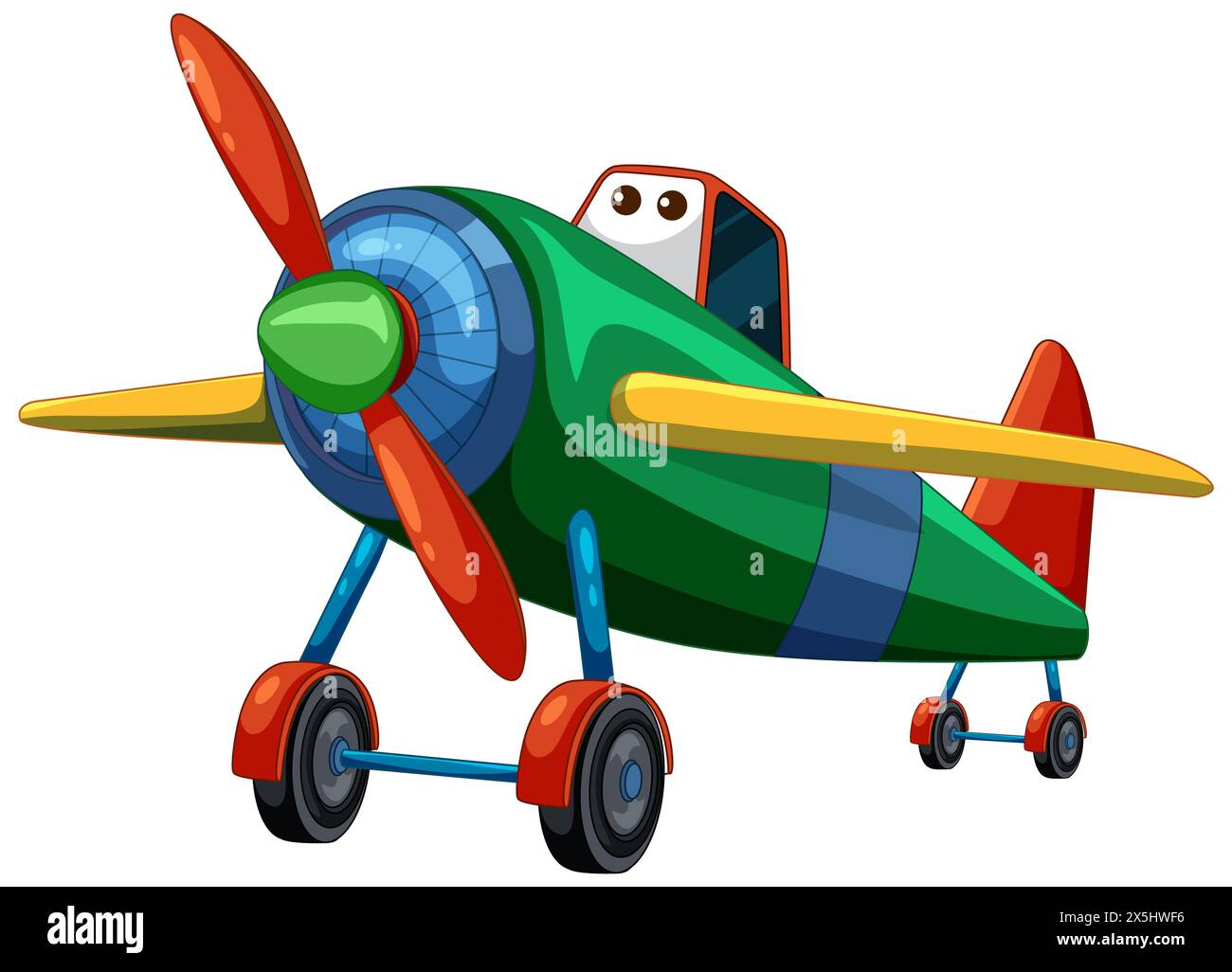 Vector illustration of a cheerful, colorful airplane Stock Photo - Alamy
