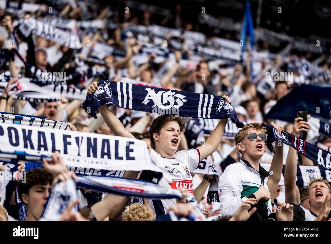 Copenhagen, Denmark. 09th May, 2024. Football fans of Aarhus GF seen on ...