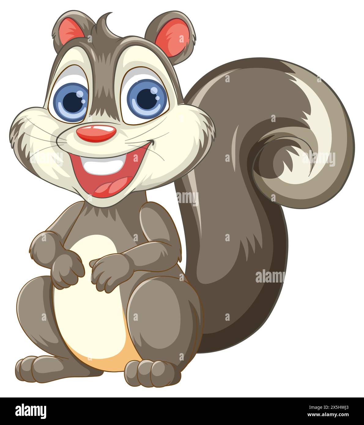 Cartoon illustration squirrel sitting smiling hi-res stock photography ...