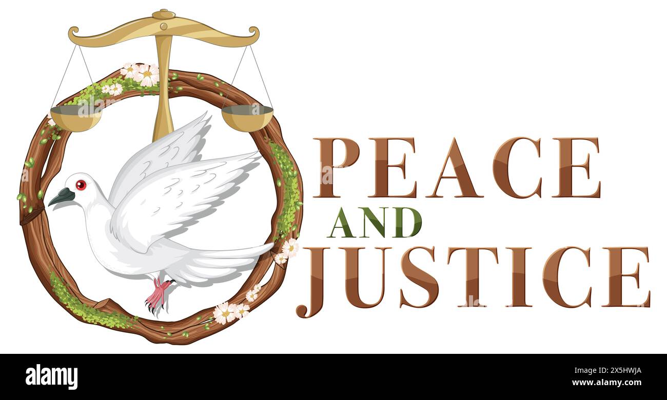 Dove with scales symbolizing peace and justice Stock Photo - Alamy