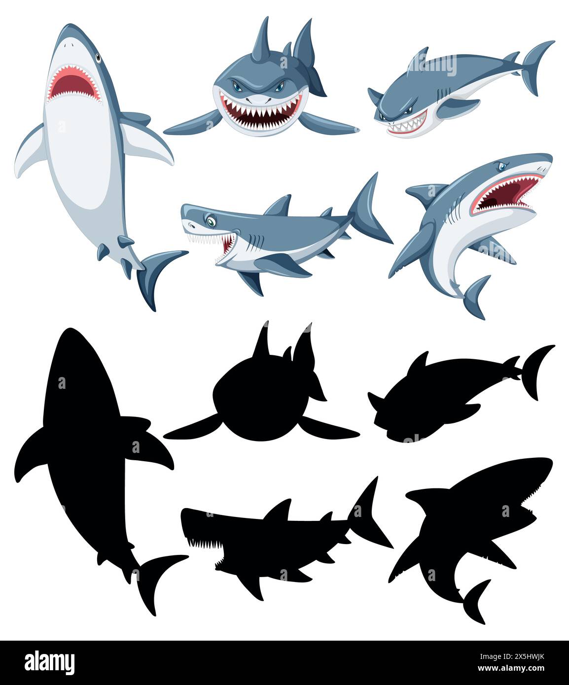 Collection of different styled cartoon sharks Stock Photo - Alamy Collection of different styled cartoon sharks Stock Photo - Alamy