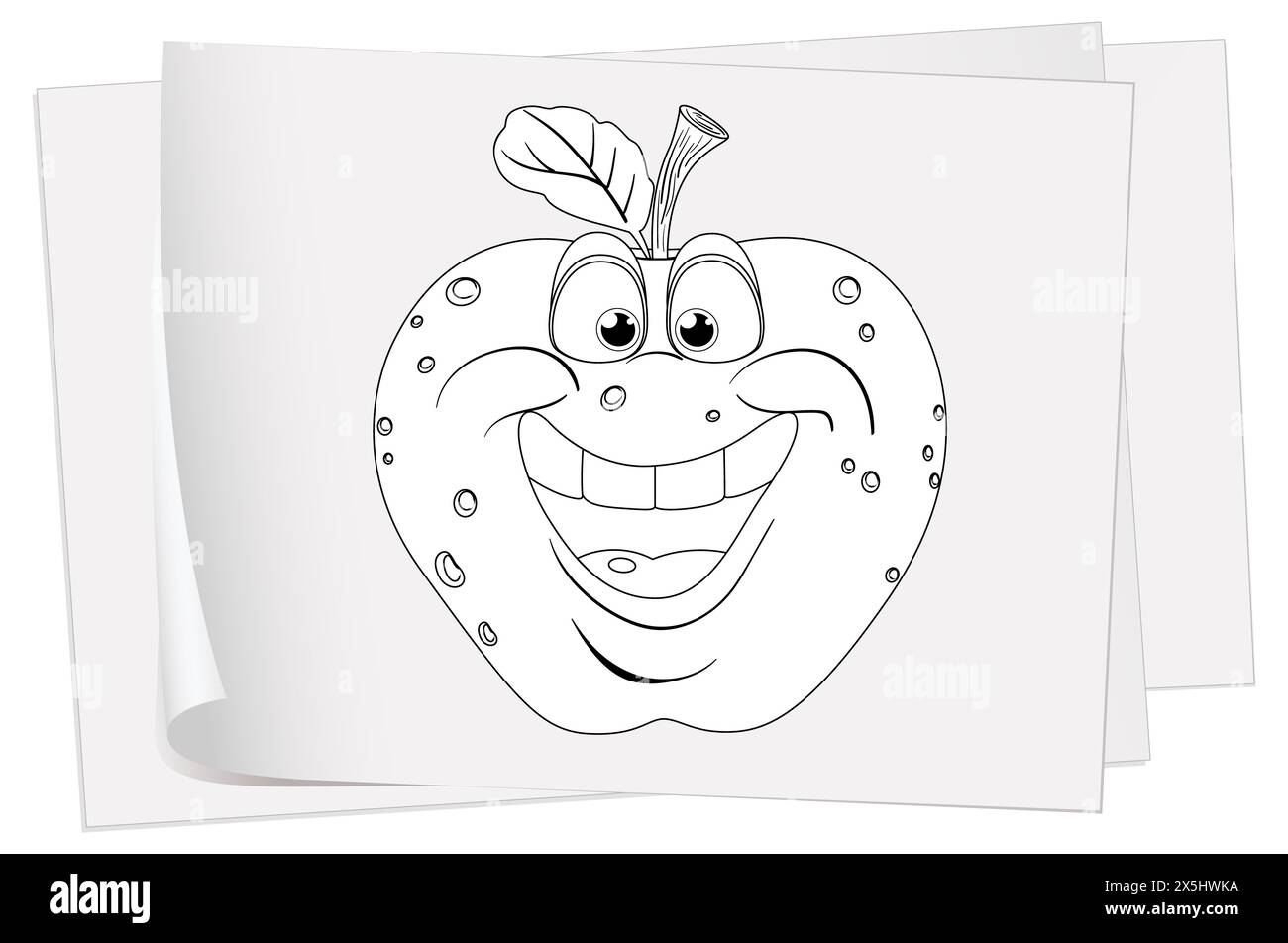 Vector illustration of a cheerful smiling apple Stock Photo - Alamy