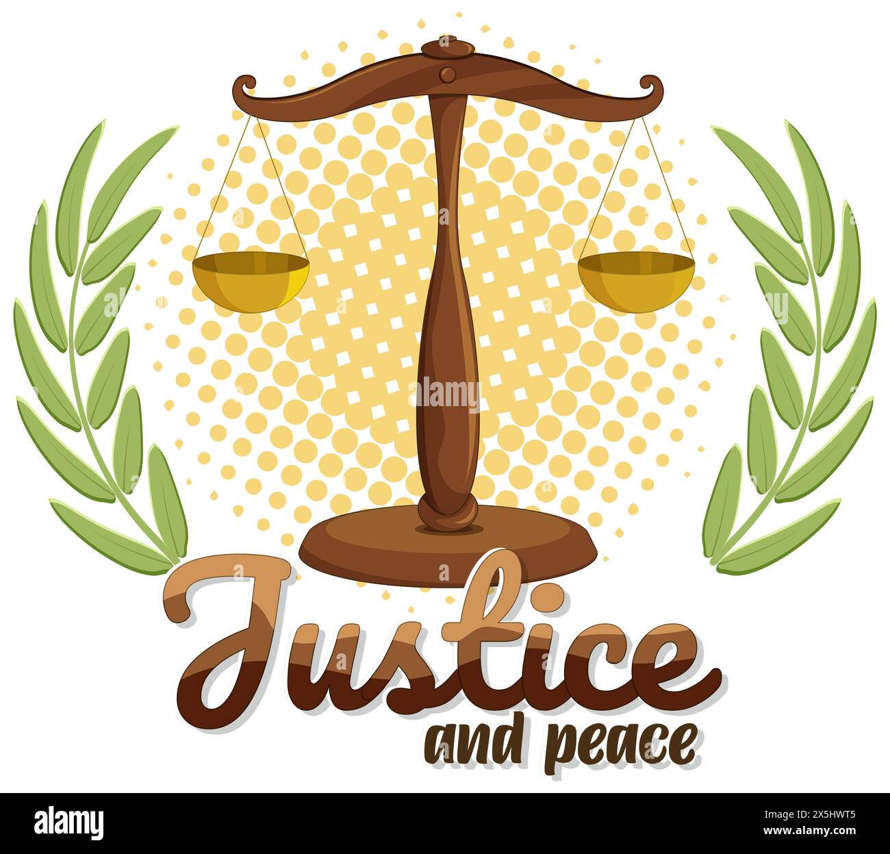 Scales of justice with olive branches on sides Stock Photo - Alamy