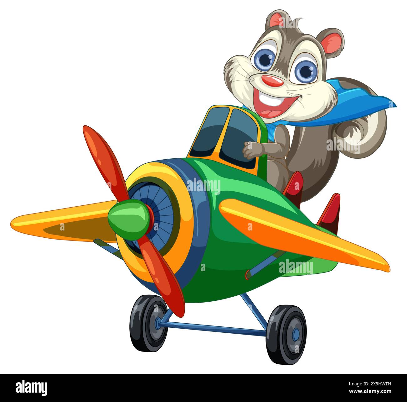 Vector illustration of a squirrel piloting a plane Stock Photo - Alamy