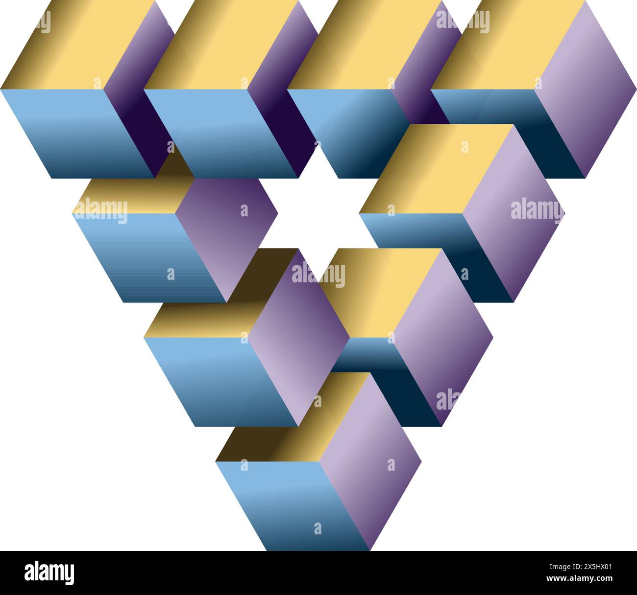 The abstract color squares arrange in a triangle pattern on a white ...