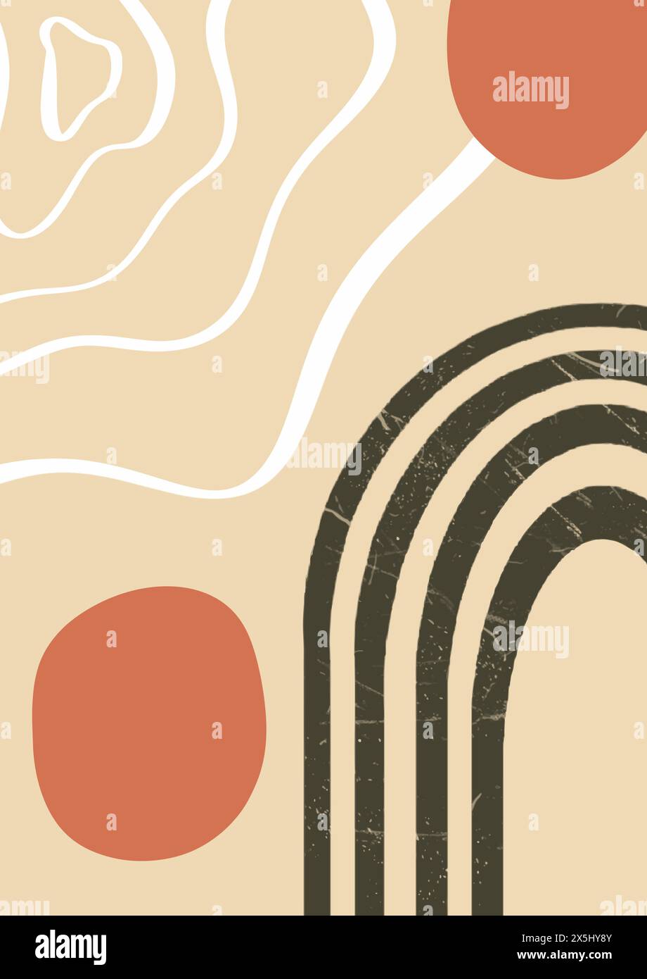 Abstract hand drawn Scandi style wall art design background Stock ...