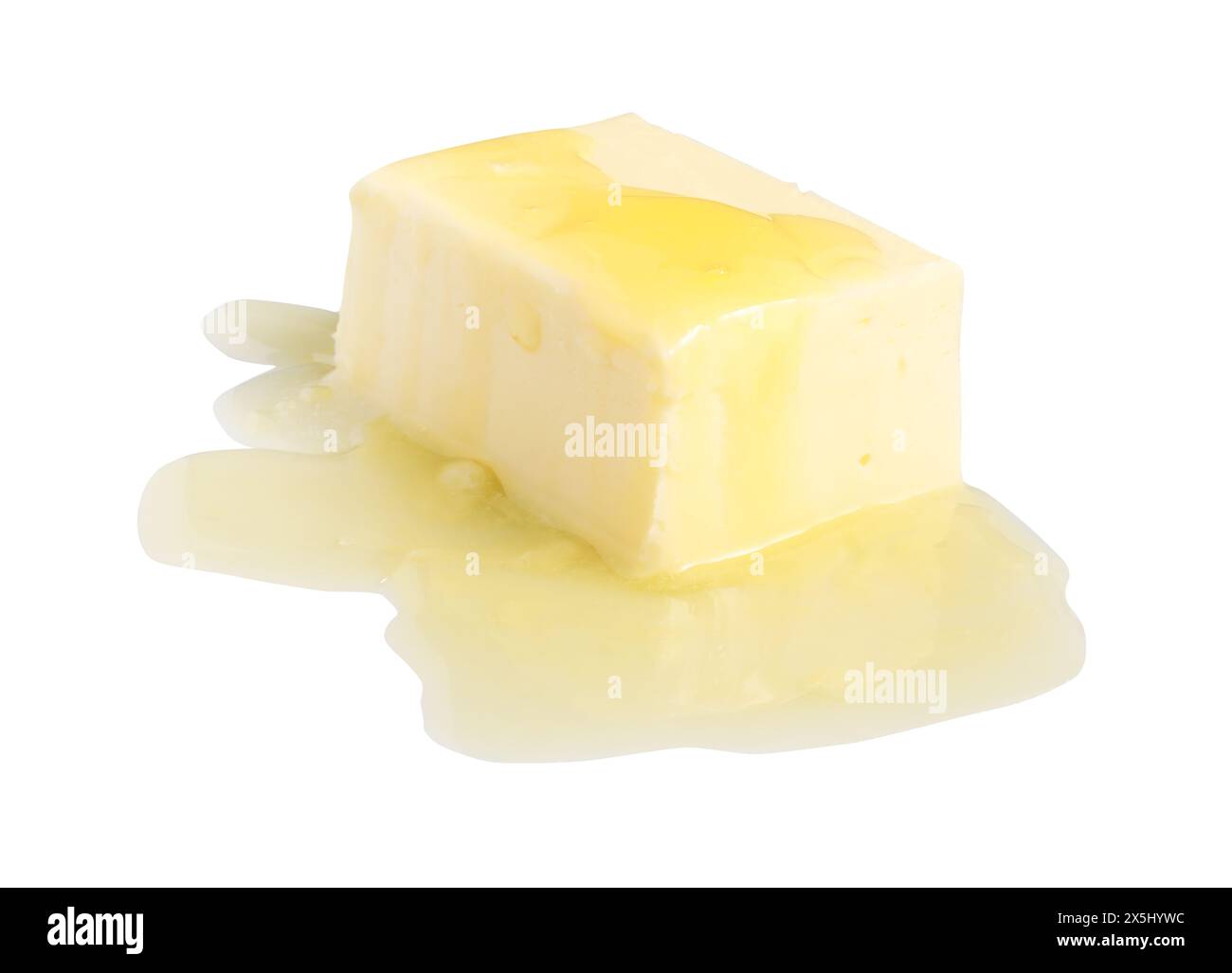 Piece of melting butter on white background Stock Photo - Alamy