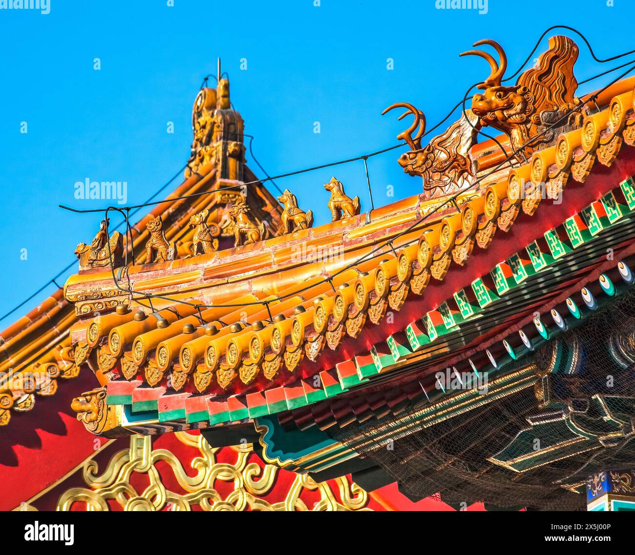 Roofs figurine decoration, Gugong, Forbidden City. Emperor's Palace ...