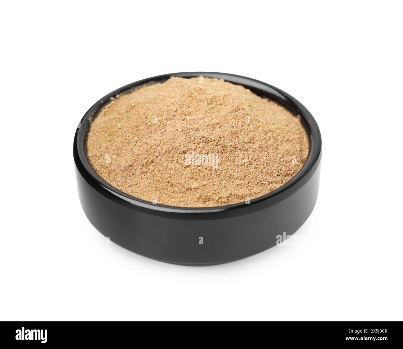 Dietary fiber. Psyllium husk powder in bowl isolated on white Stock ...