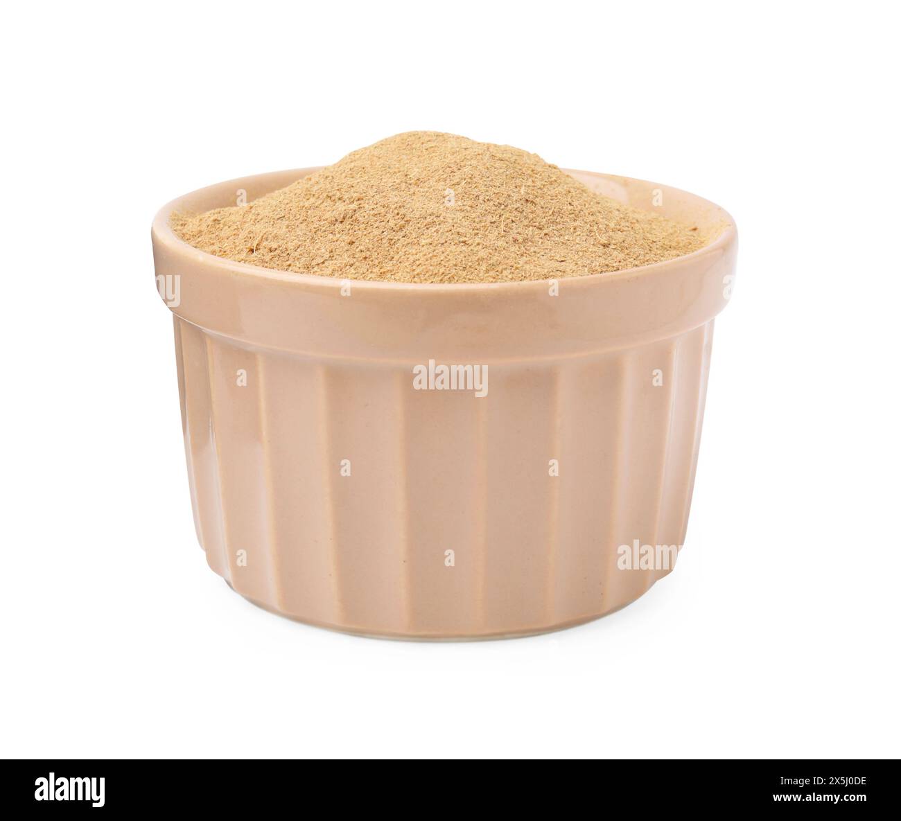 Dietary fiber. Psyllium husk powder in bowl isolated on white Stock ...