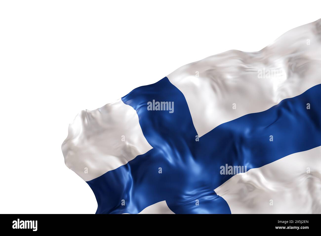 Realistic flag of Finland with folds, isolated on white background ...