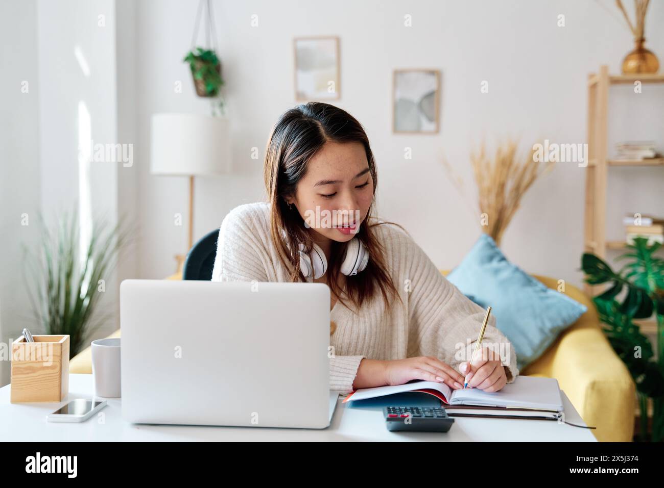 Woman working desk financial data hi-res stock photography and images ...