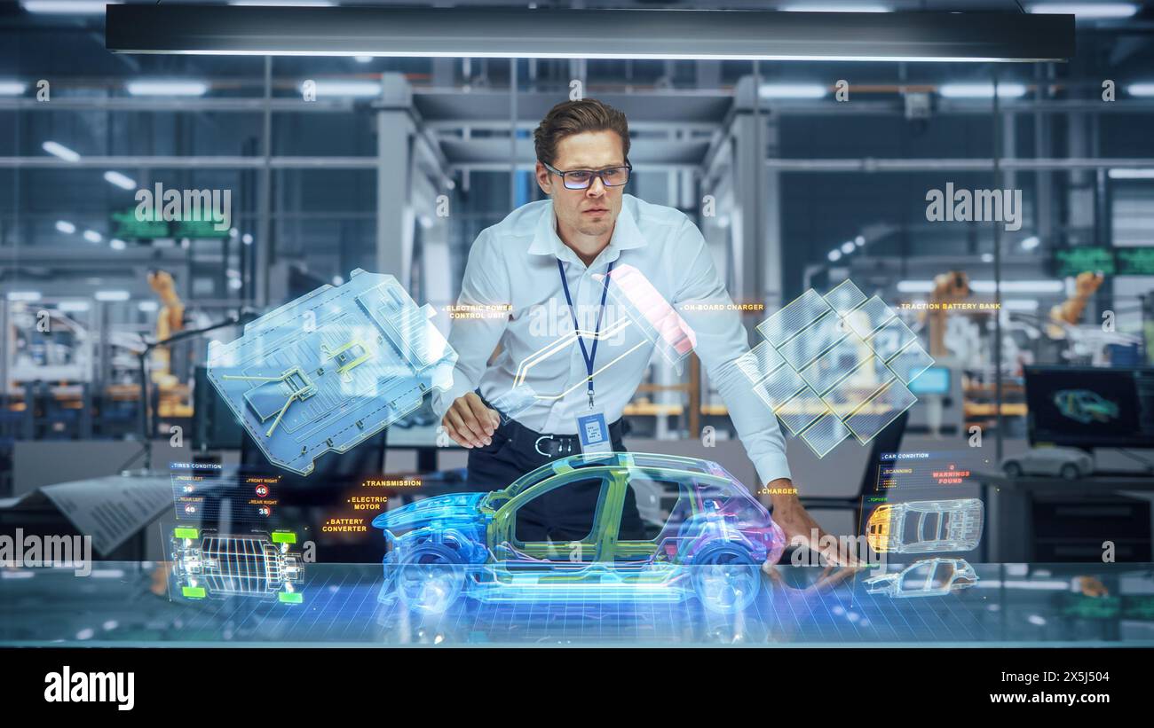 Sustainable Industrial Design: Portrait of Modern Automotive Engineer ...