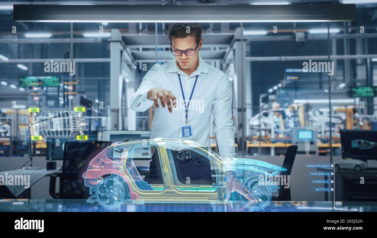 Sustainable Industrial Design: Portrait of Modern Automotive Engineer ...