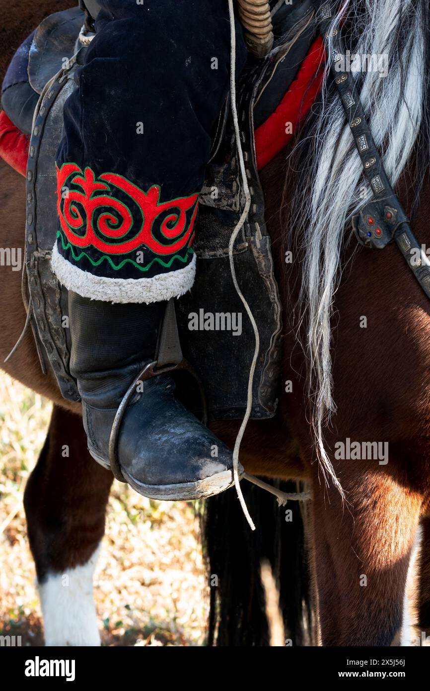 Asia, Mongolia, Bayan Oglii Province. Altai Eagle Festival, details of ...
