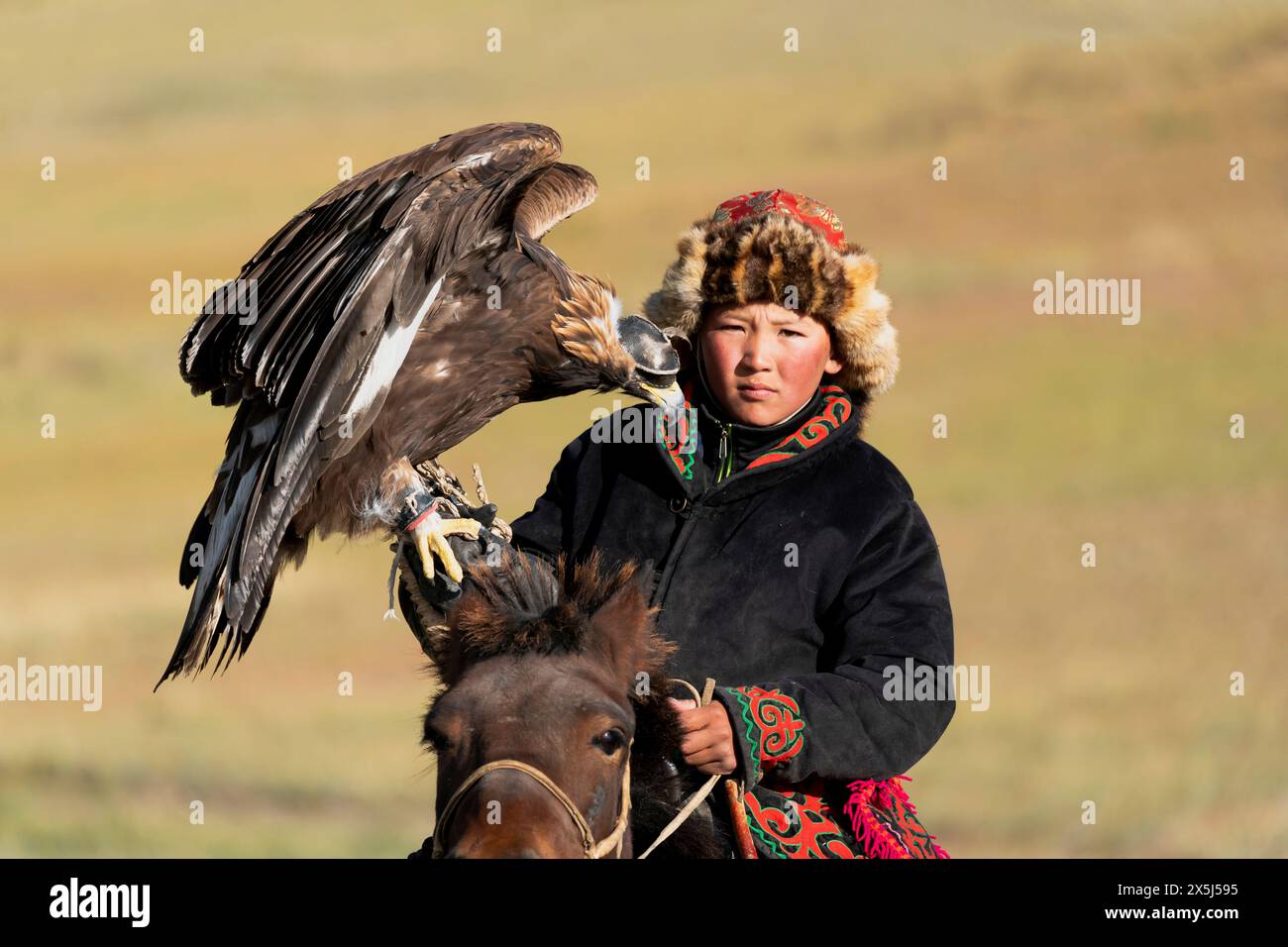 Asia, Mongolia, Bayan-Olgii Province. Altai Eagle Festival, portrait of ...