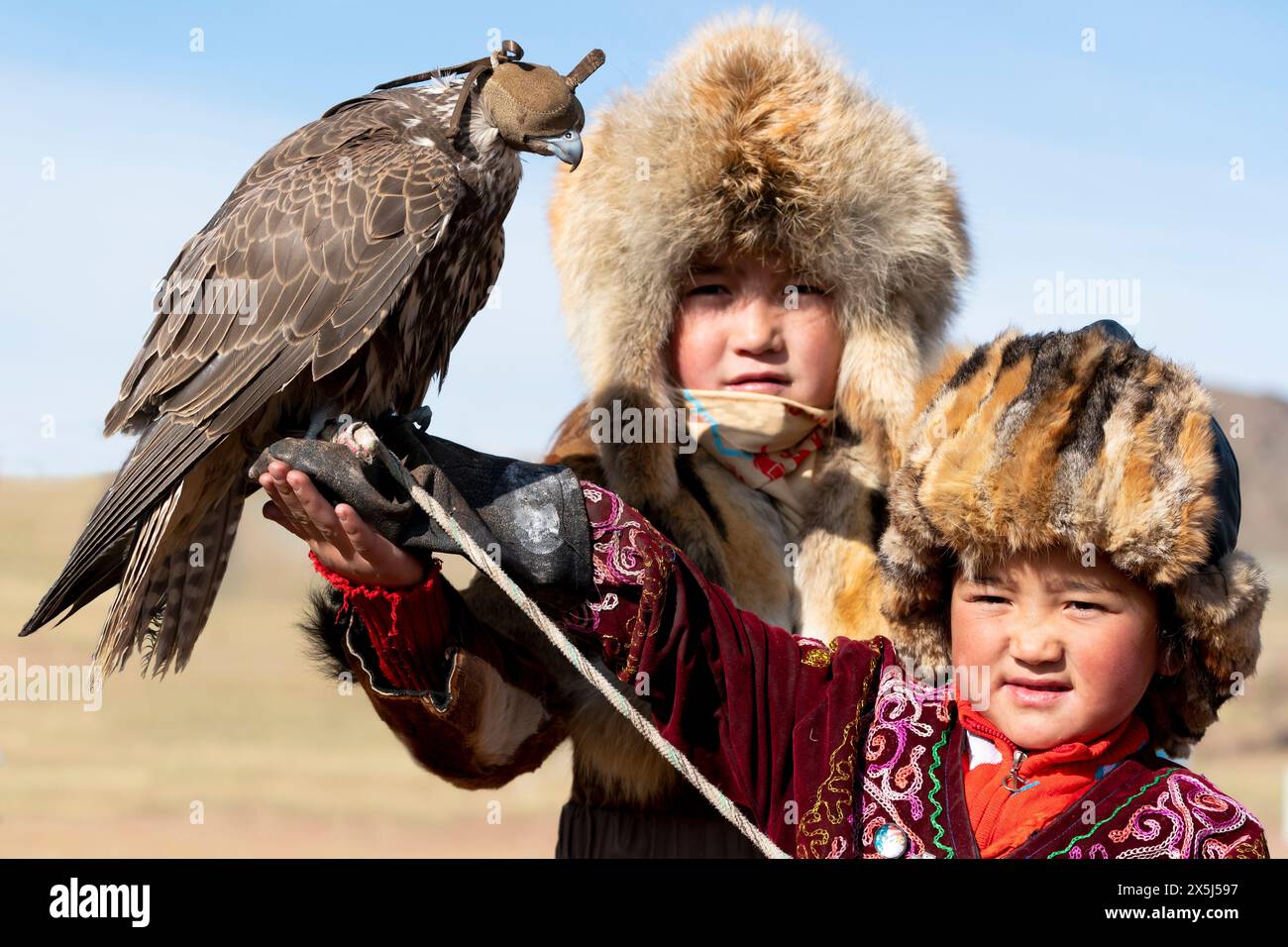 Asia, Mongolia, Bayan-Olgii Province. Altai Eagle Festival, two very ...