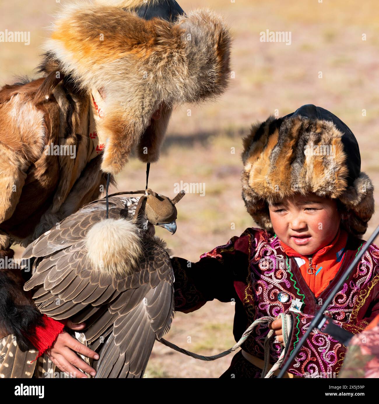 Asia, Mongolia, Bayan-Olgii Province. Altai Eagle Festival, two very ...