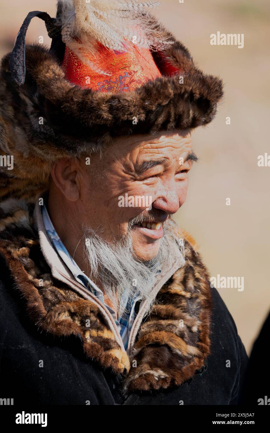 Asia, Mongolia, Bayan-Olgii Province. Altai Eagle Festival, portrait of ...