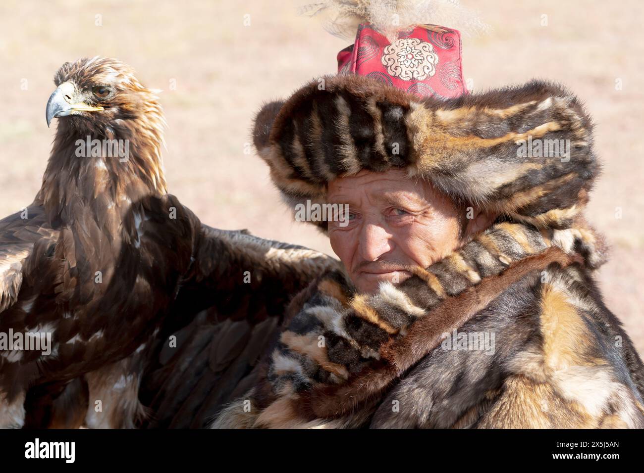 Asia, Mongolia, Bayan-Olgii Province. Altai Eagle Festival, portrait of ...