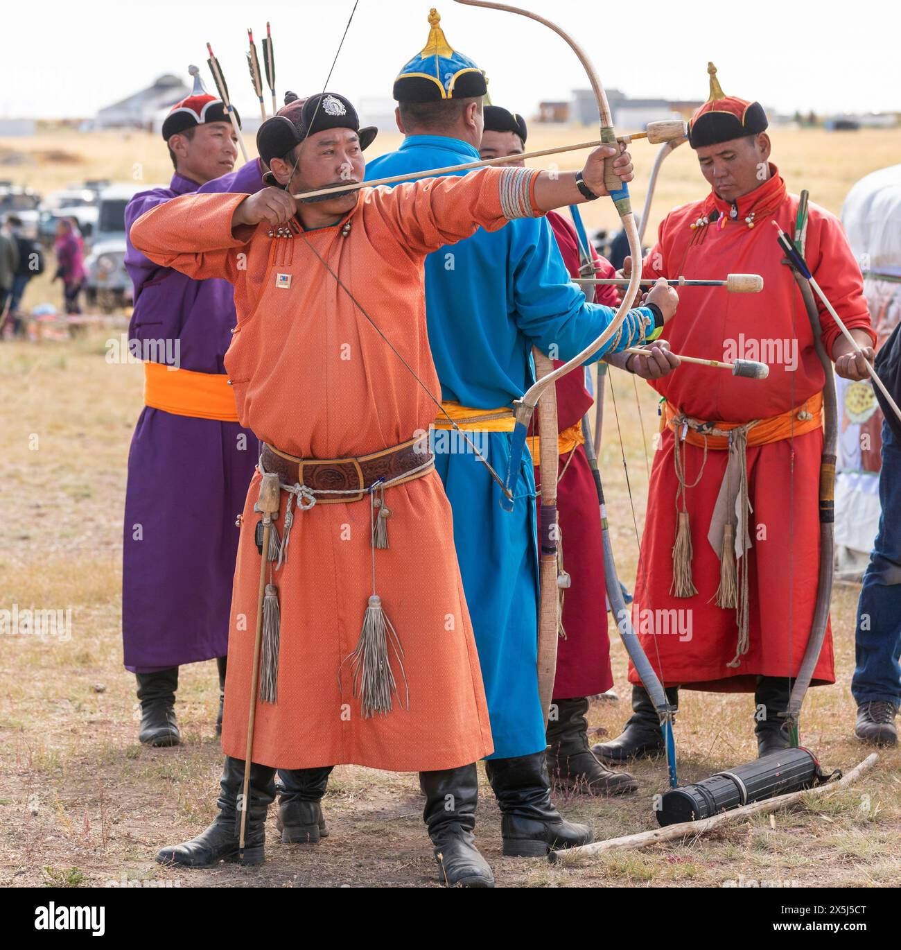 Asia, Mongolia, Bayan-Olgii Province. Altai Eagle Festival, Kazakh men ...