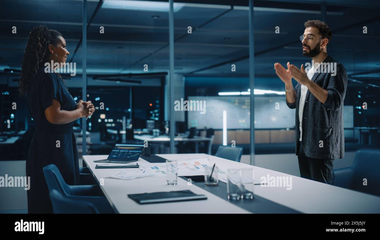 Futuristic Office Online Meeting Video Conference Call: Businesswoman ...