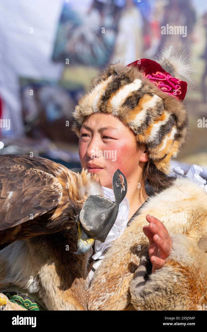 Asia, Mongolia, Bayan-Oglii Province. Altai Eagle Festival, portrait of ...